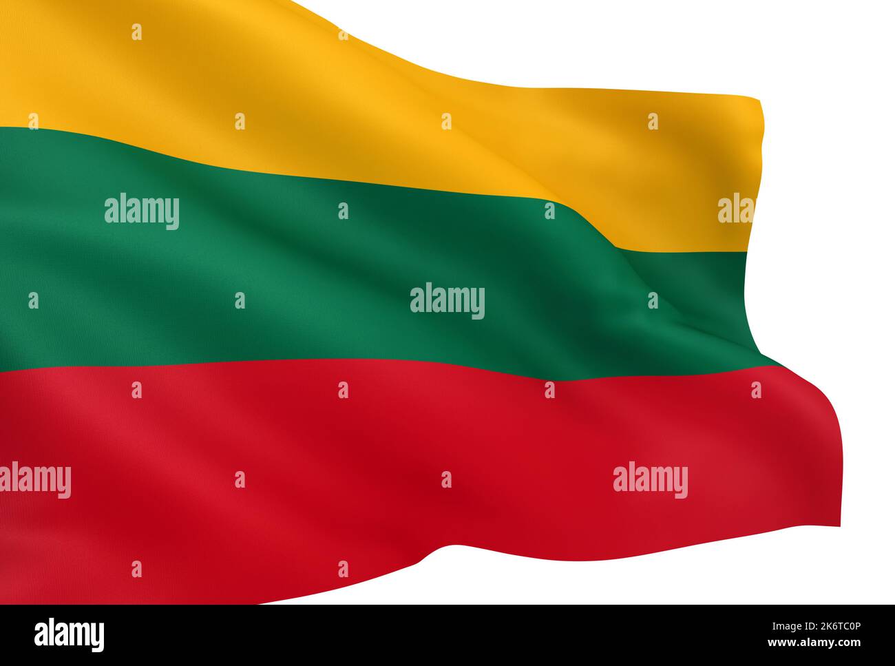 Waving Lithuanian flag isolated over white background Stock Photo - Alamy