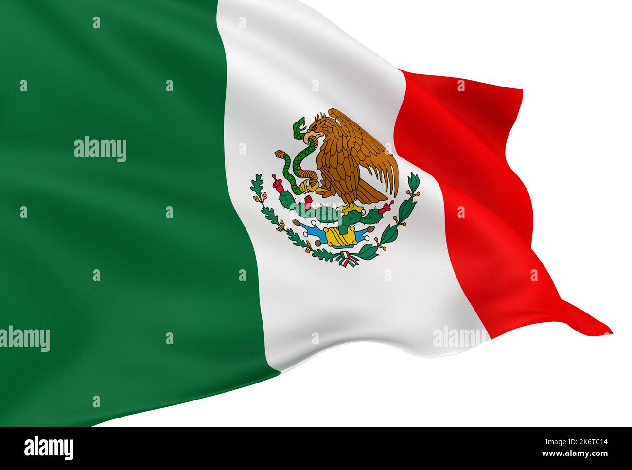Waving Mexican flag isolated over white background Stock Photo - Alamy