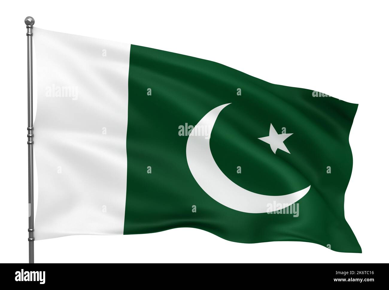 Waving Pakistanian flag isolated over white background Stock Photo - Alamy