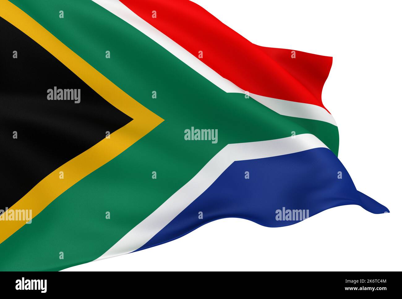 Waving South African flag isolated over white background Stock Photo ...