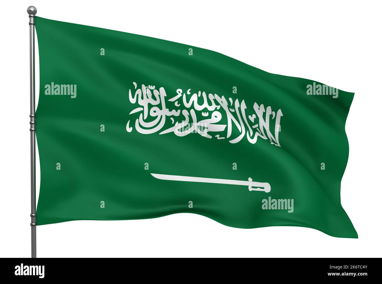 Waving Saudi Arabia flag isolated over white background Stock Photo - Alamy