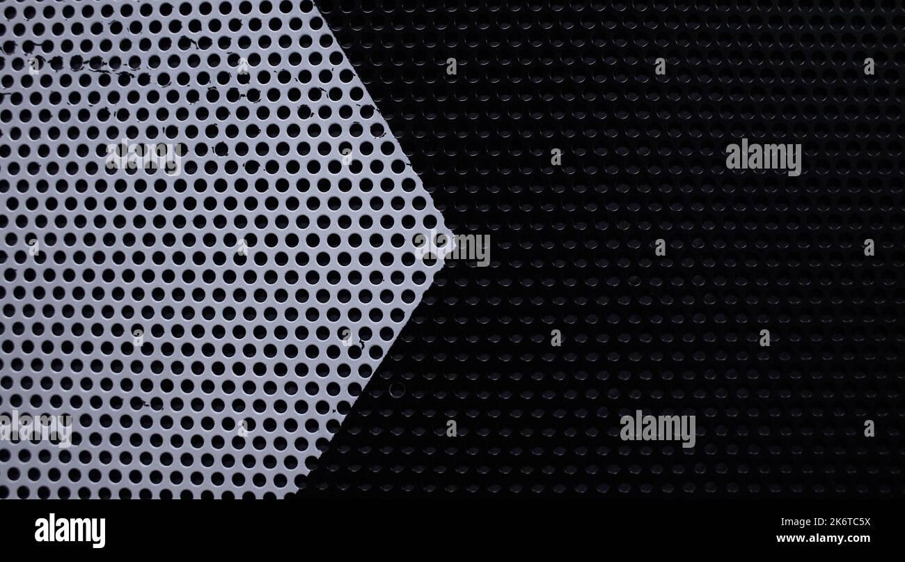 Metal mesh. Pattern of perforated metal. Black and white mesh texture ...