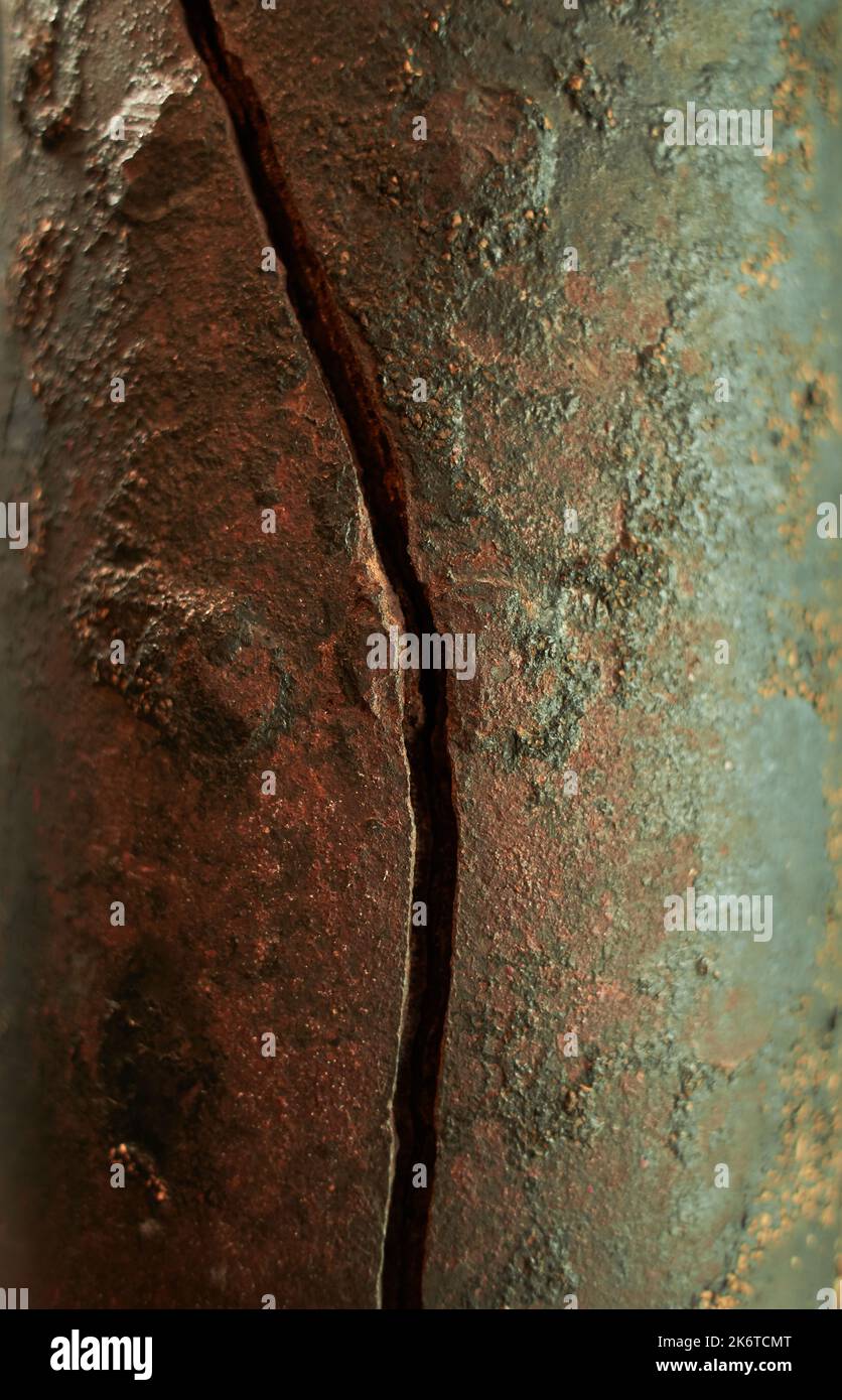 Close-up of corroded steel pipe, corrosion of steel, general corrosion ...