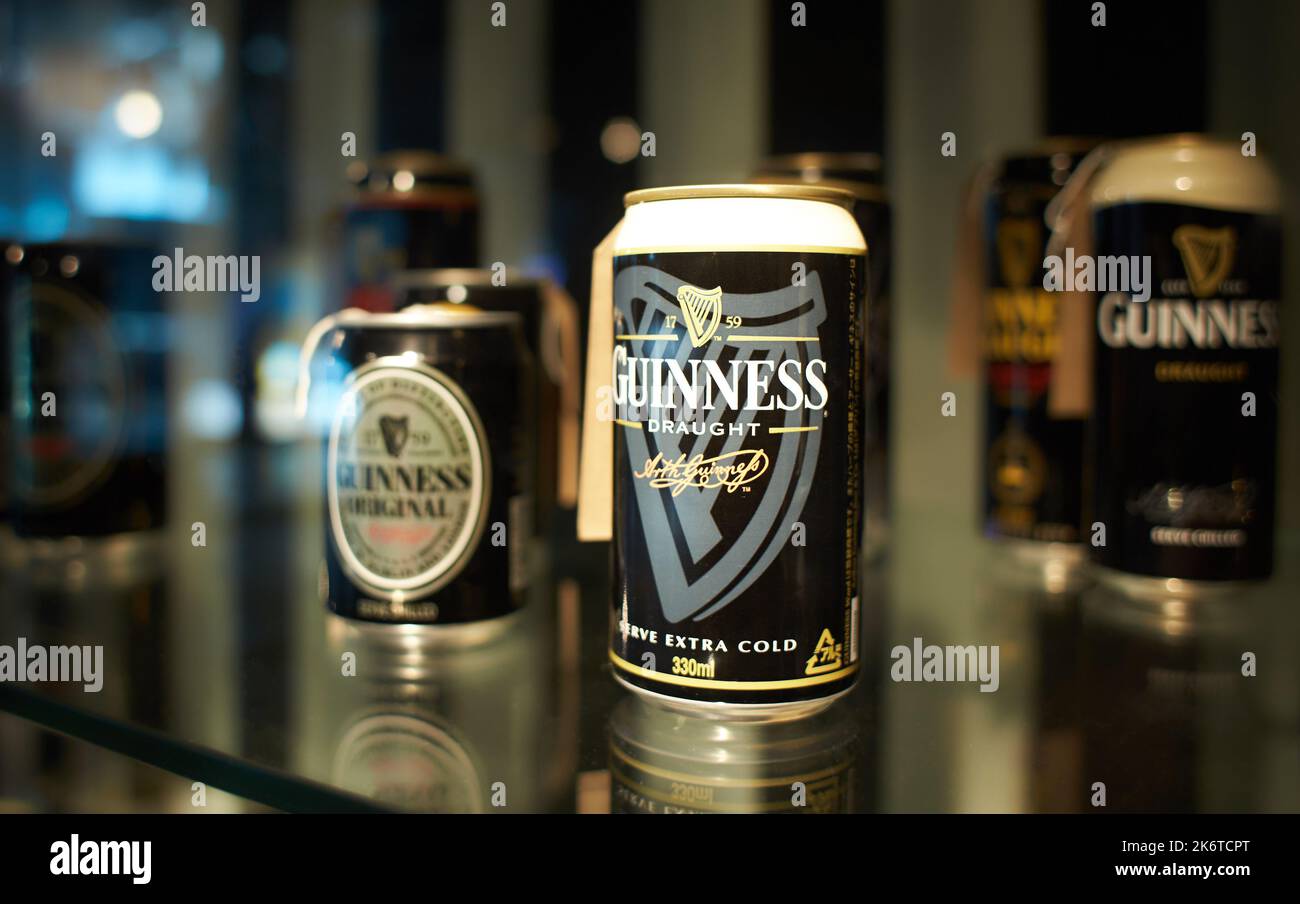 Dublin Ireland - 08 31 2022: Old historical bottles of beer in the ...