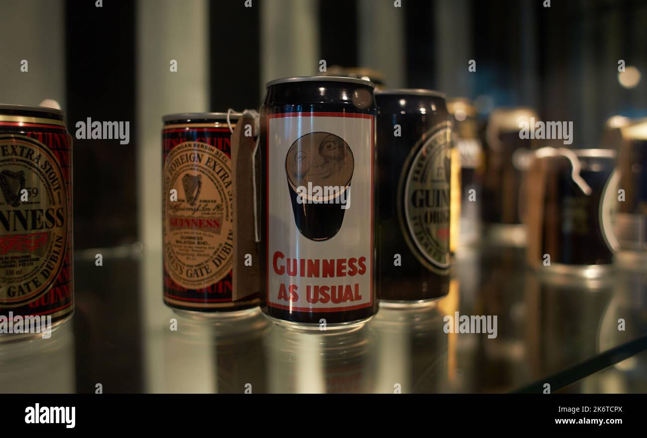 Dublin Ireland - 08 31 2022: Old historical bottles of beer in the ...