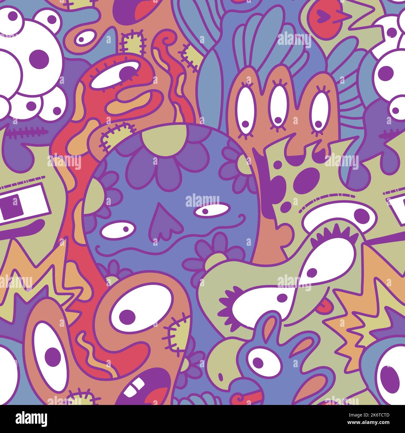 Cartoon seamless monster alien pattern for kids clothes print and ...