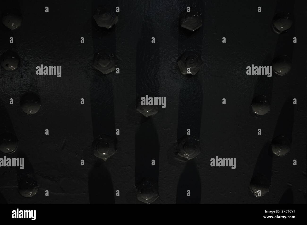 Structure of green metal beams, bolts and rivets, Steel girder bridge ...