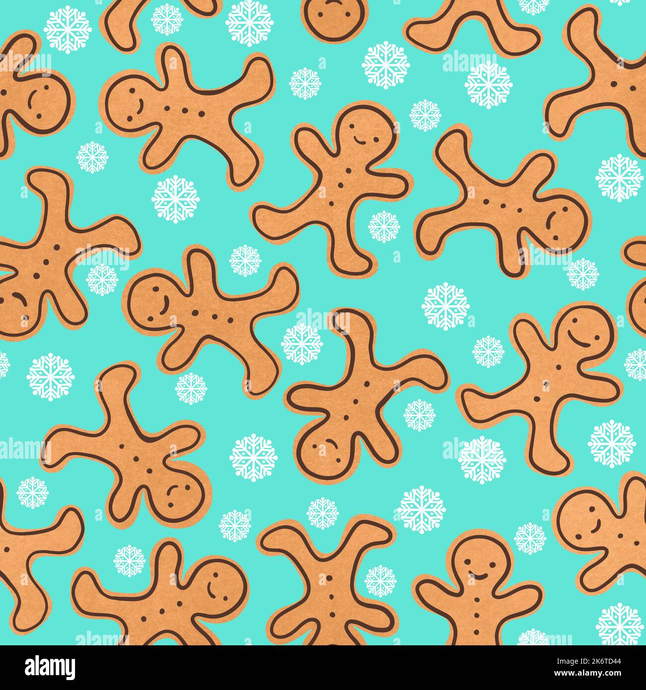 Winter gingerbread man cookies seamless Christmas pattern for wrapping ...