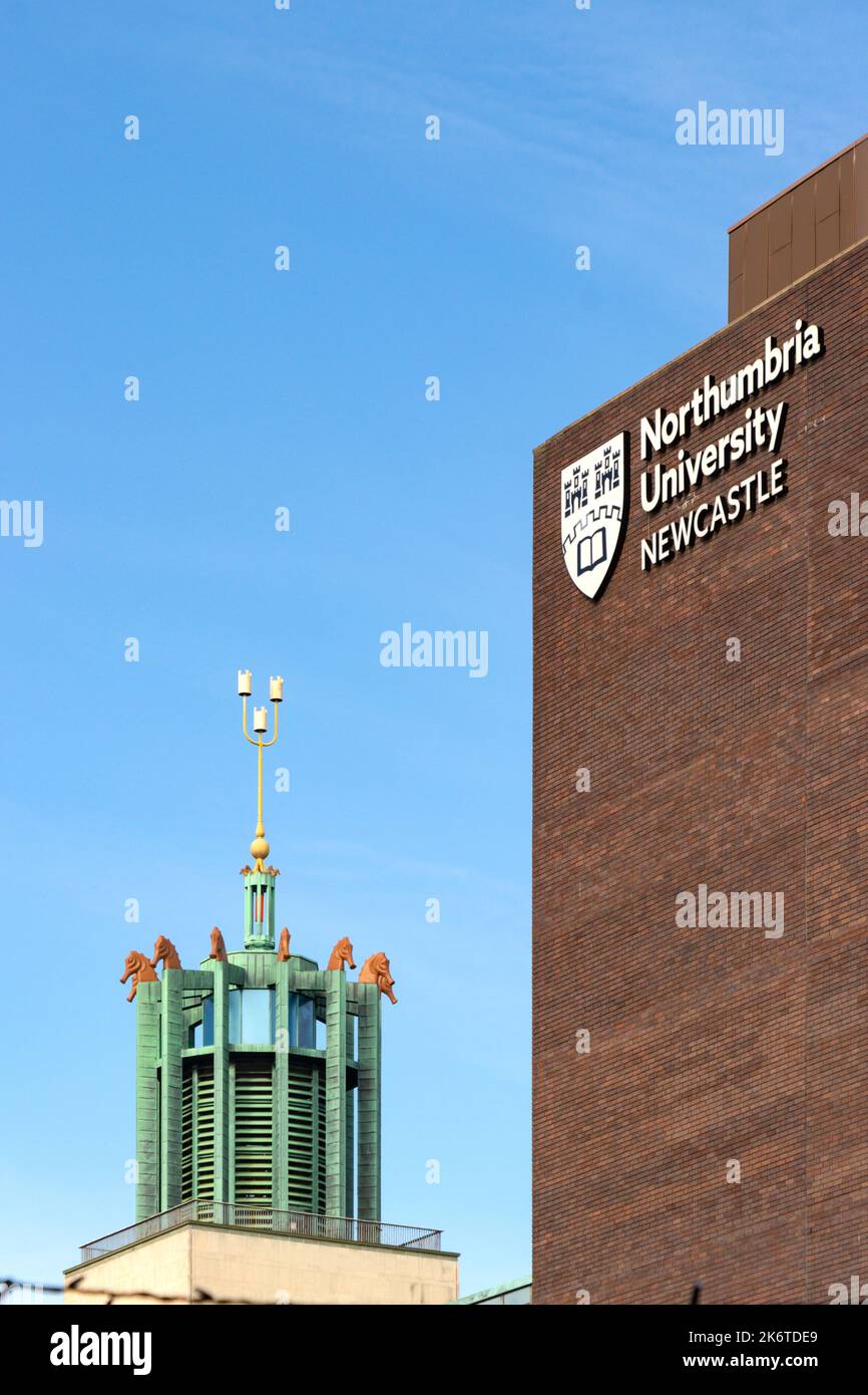 Northumbria university logo sign on wall of campus building in ...