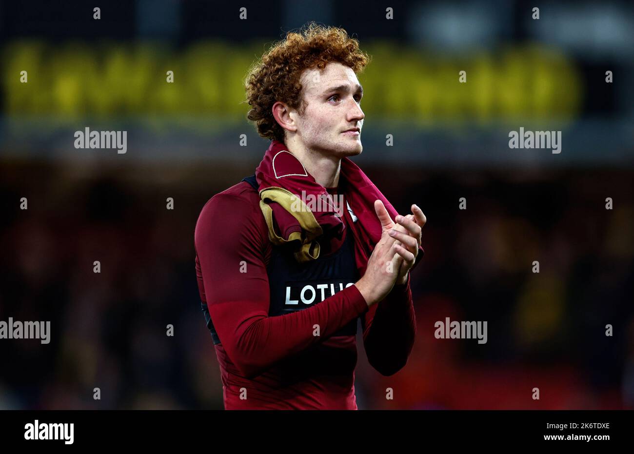 Norwich City's Josh Sargent applauds the fans at full time in the Sky ...