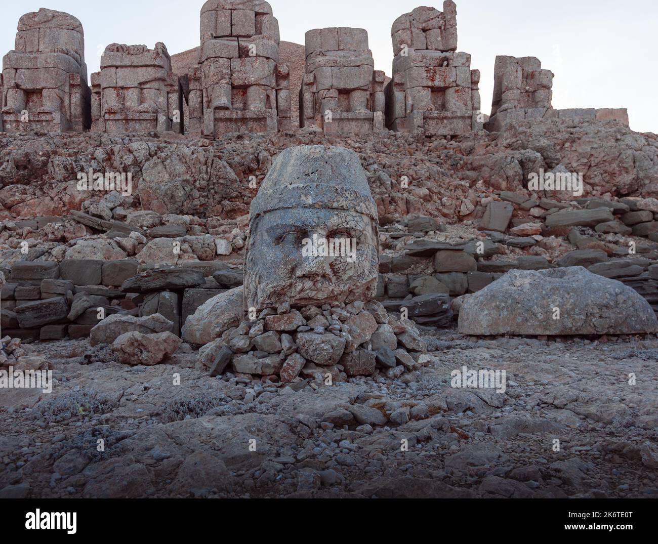 Statue of Zeus. One of the huge statues in Mount Nemrut National Park ...