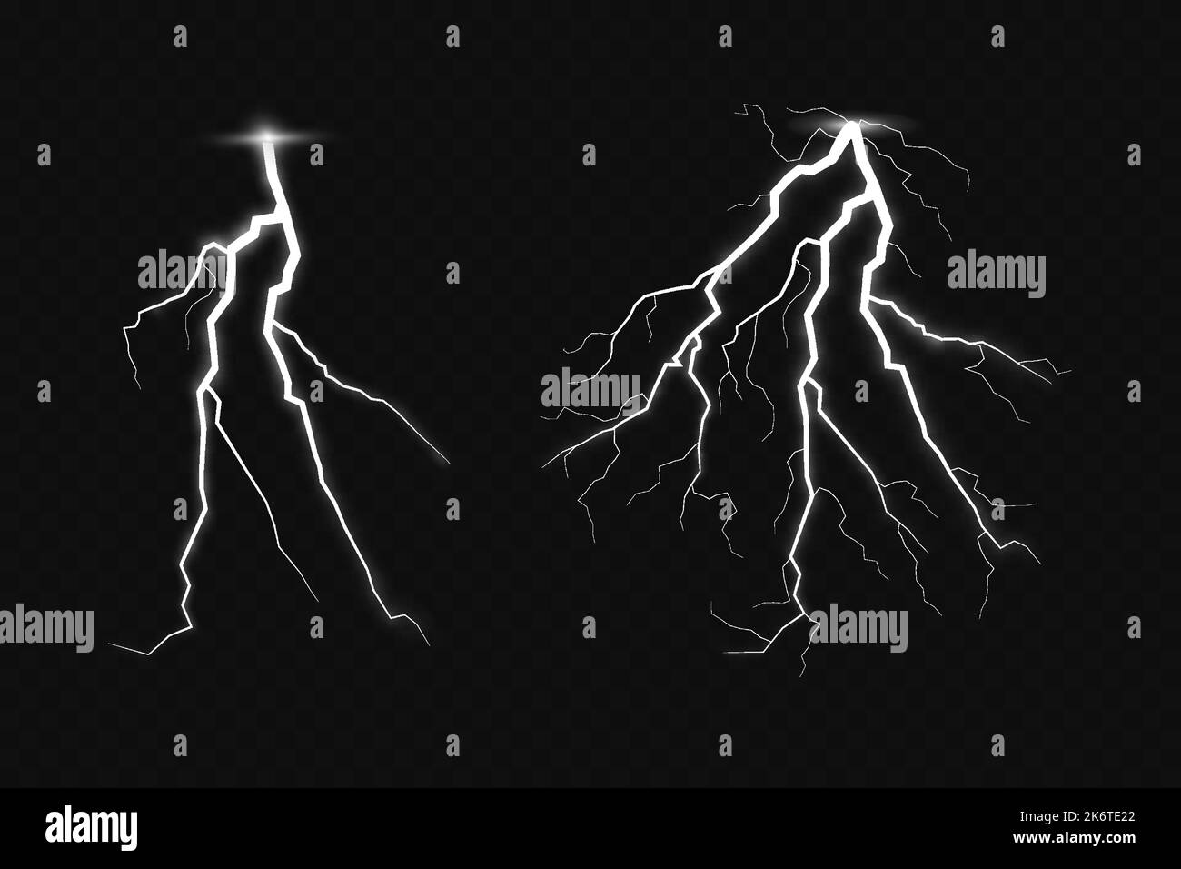 Set of lightning magical and bright light effect. Thunderstorm with ...