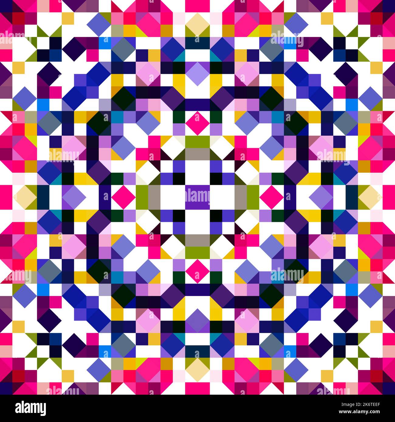 Retro geometric pixel pattern. Playful fun kaleidoscopic pink wallpaper ...