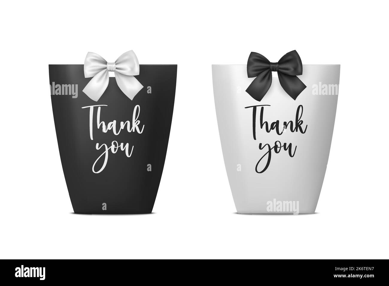 Thank You. Vector 3d Realistic Black and White Paper Gift Bag, Box for ...