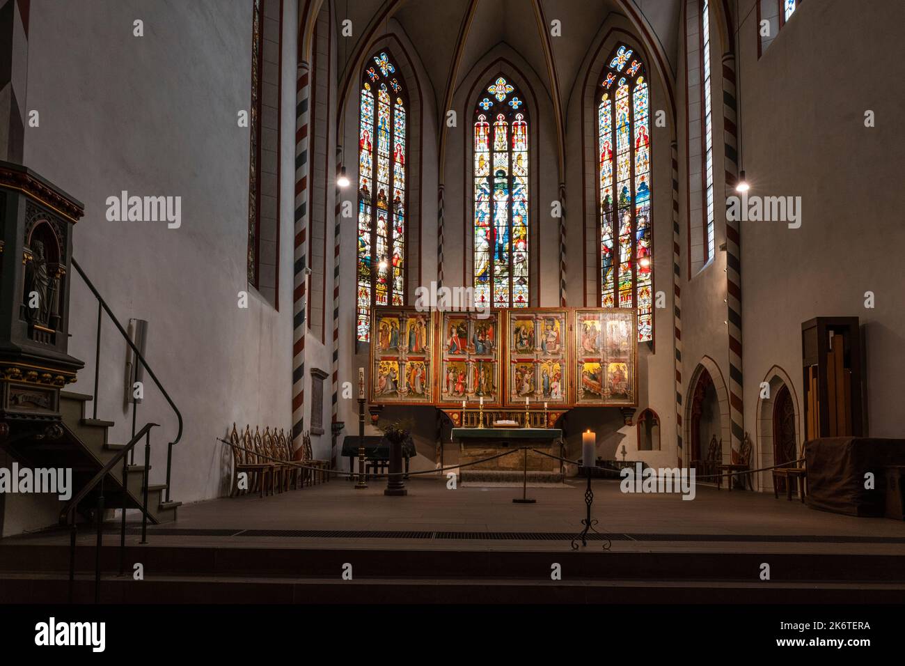 pulpit, choir and double-winged altar of the Jacobi Church in ...