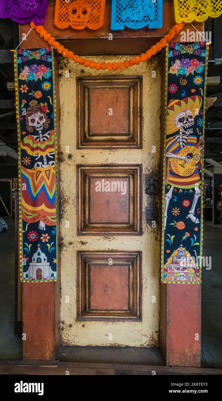 A Day of the Dead door on display in a gallery in the small town of Los ...