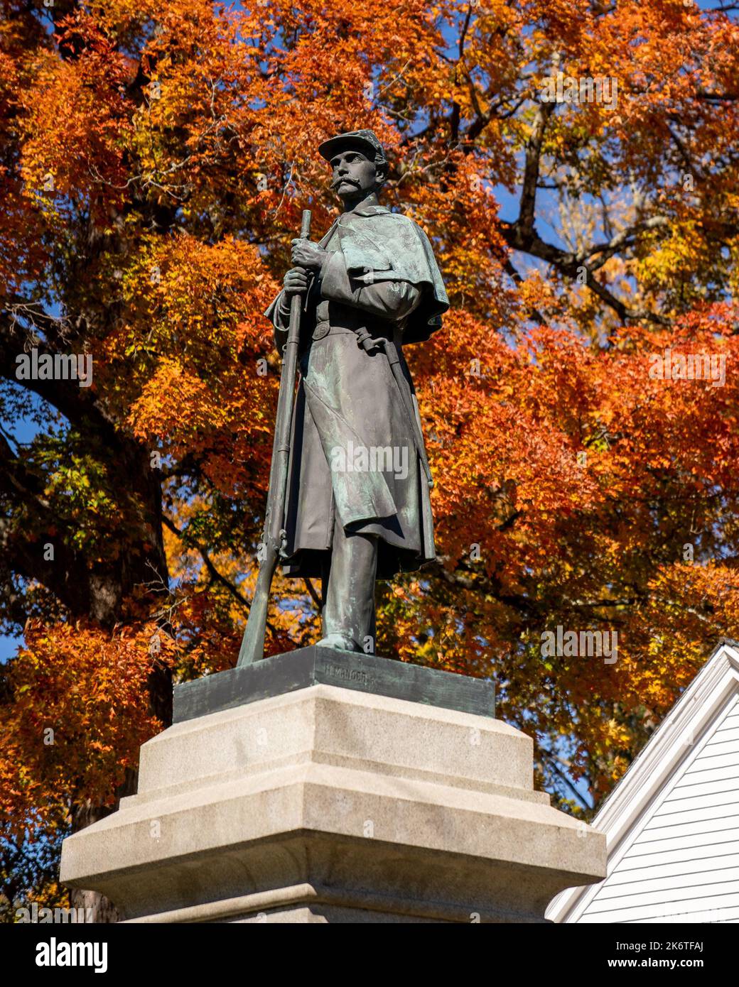 Chester, VT - USA - Oct. 8, 2022 Closeup view the 8 foot bronze ...