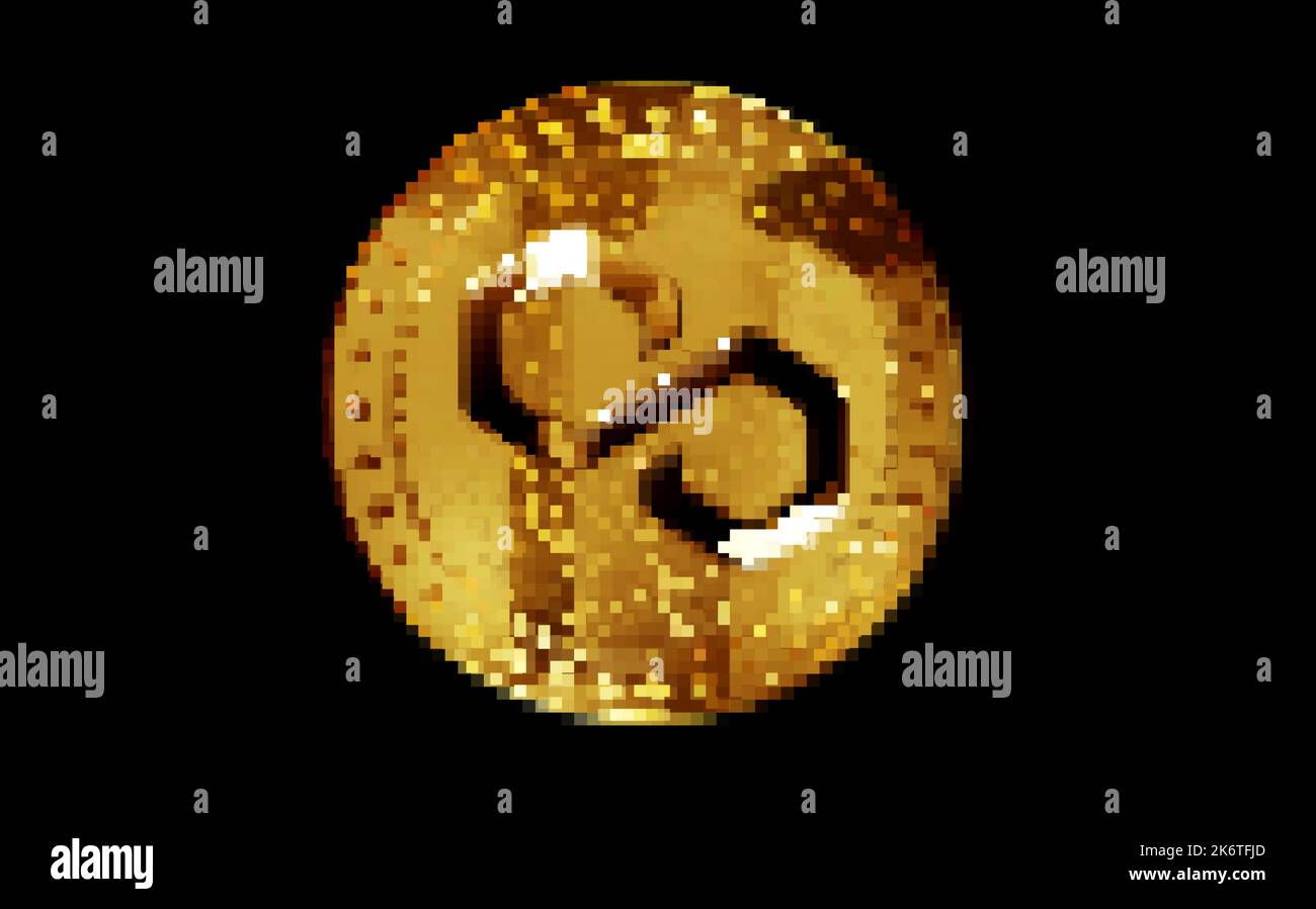 Polygon Matic cryptocurrency gold coin in retro pixel mosaic 80s style ...