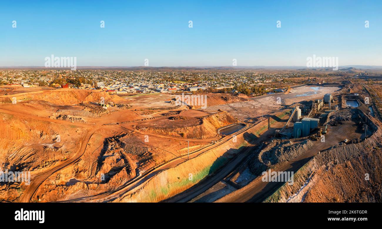 Industrial open pit raw materials mine in Broken Hill silver city of ...