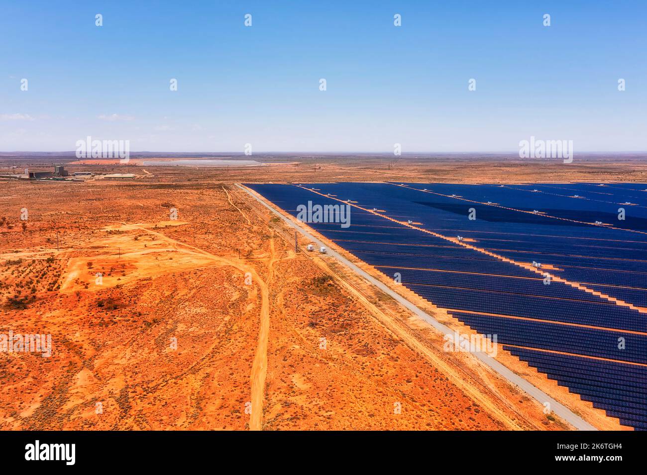 Generation of renewable electricity at solar power plant near broken ...