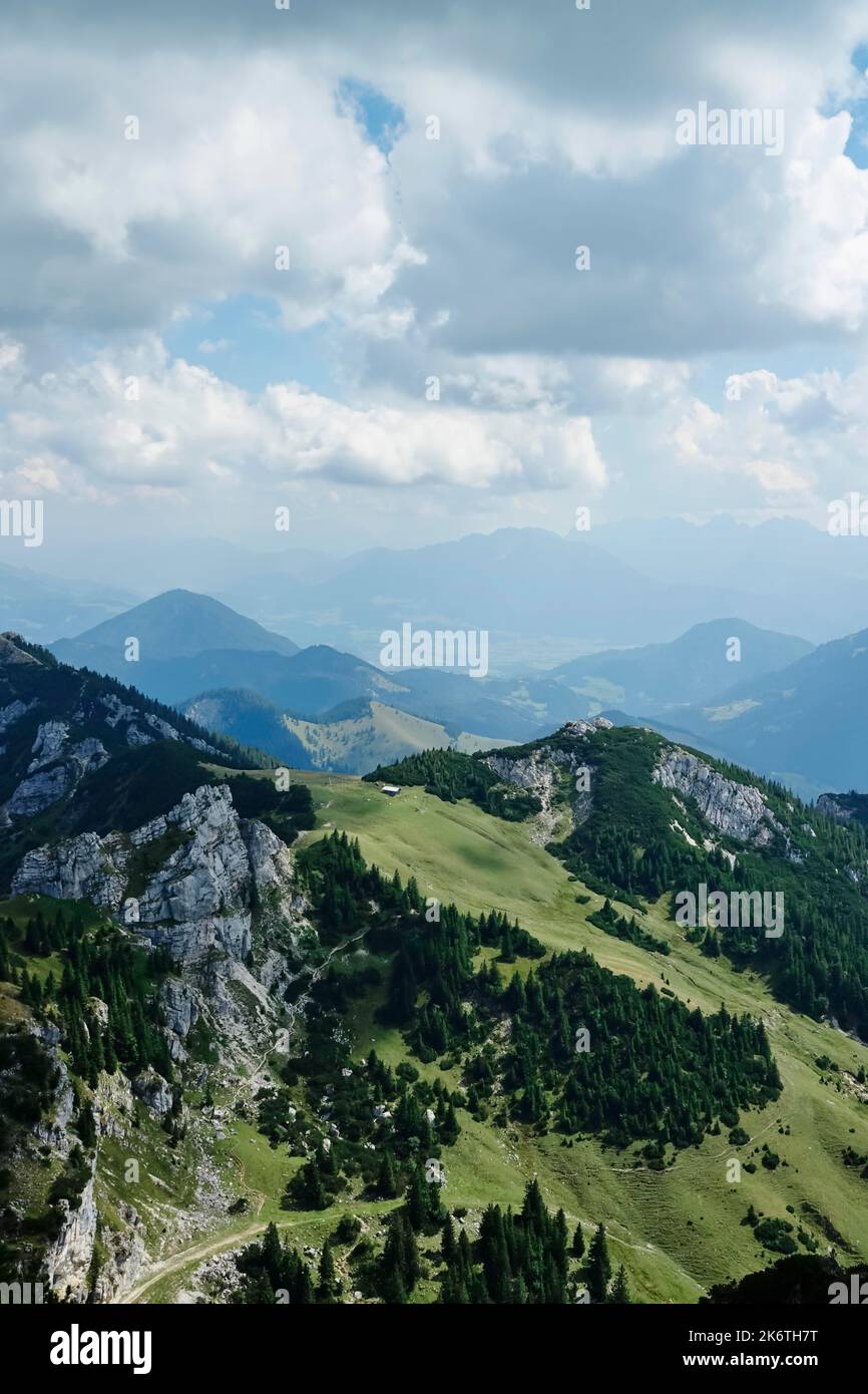 View from the Wendelstein into the surroundings, August, Bavaria ...