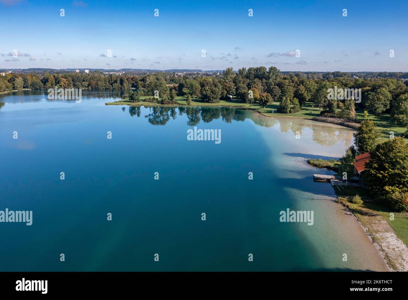 Karlsfelder See recreation area near Karlsfeld, Dachau, Upper Bavaria ...