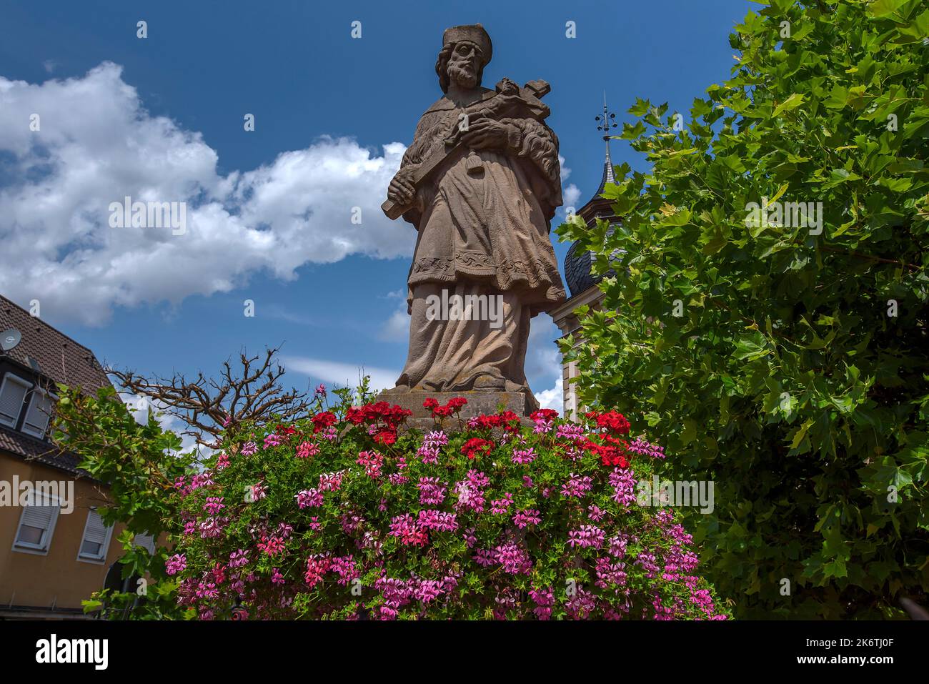 Market fountain with the figure of Saint Nepomuk, Eltmann, Lower ...
