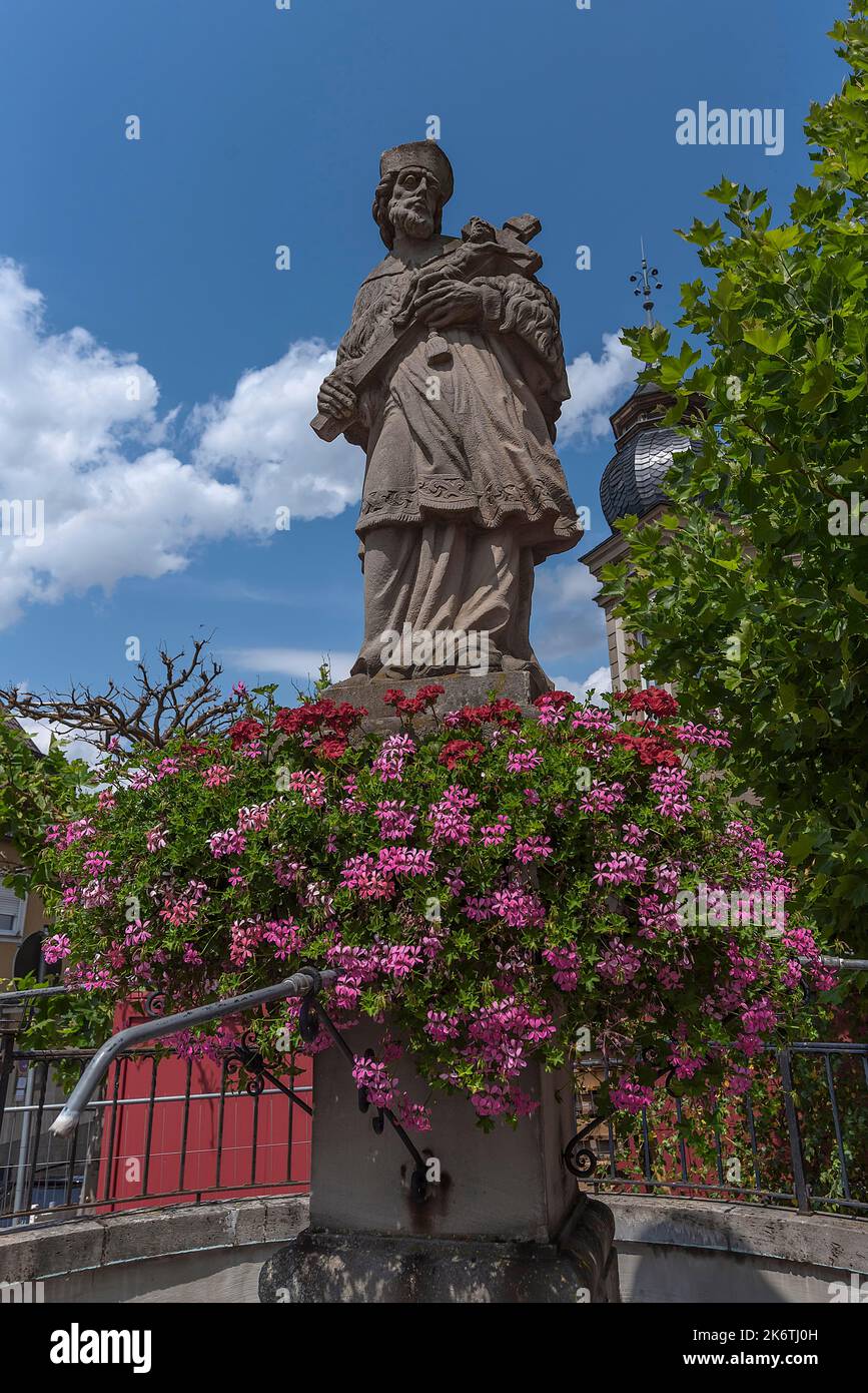 Market fountain with the figure of Saint Nepomuk, Eltmann, Lower ...