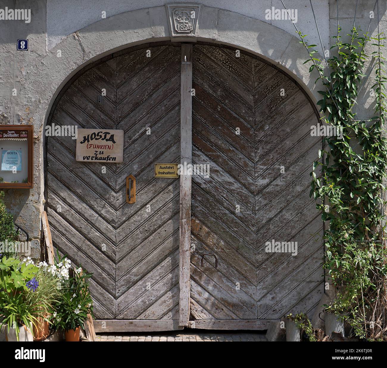 Historic farm gate from 1824, Eltmann, Lower Franconia, Bavaria ...