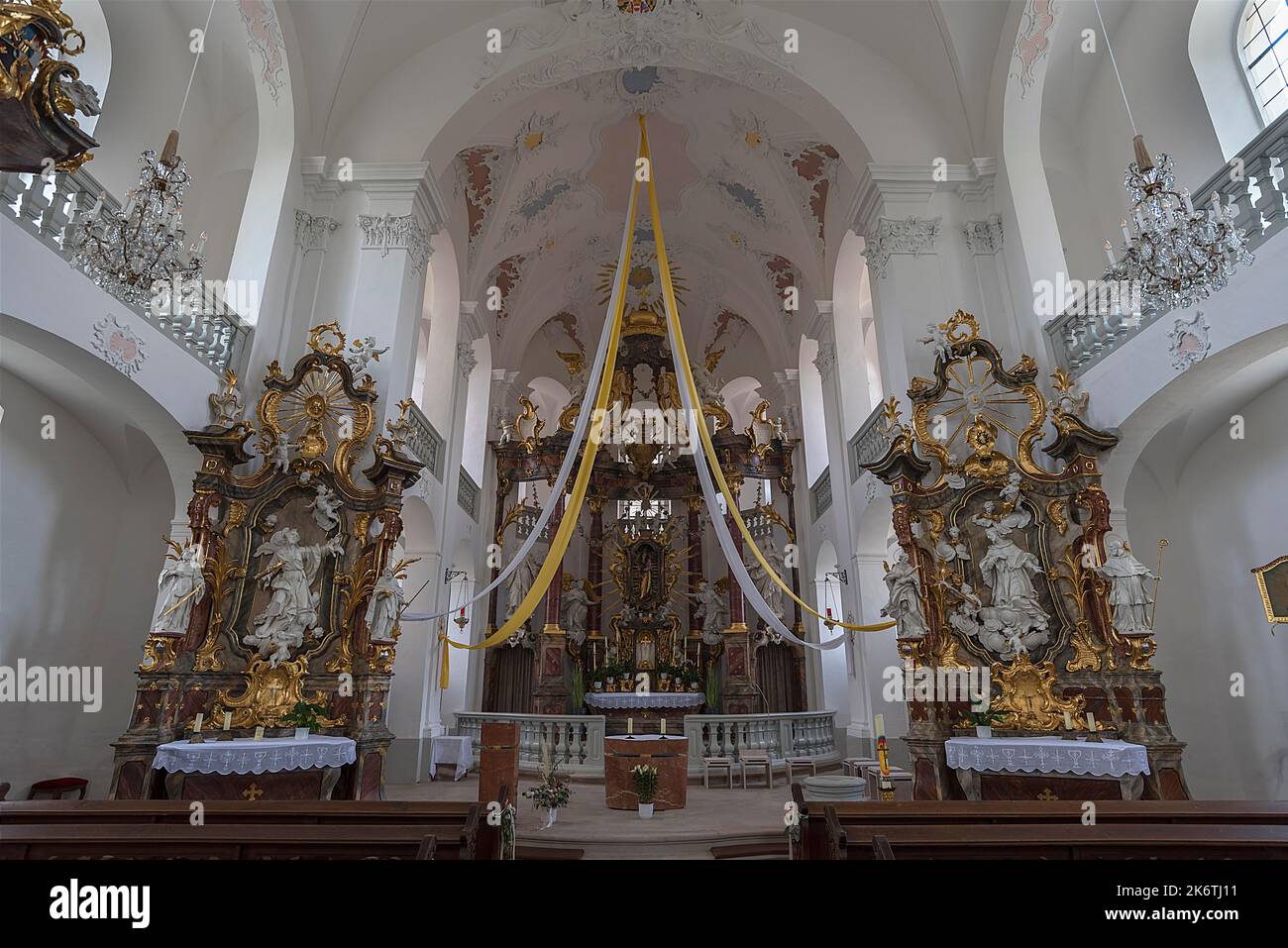 Interior with rococo high altar, 1761, in the pilgrimage church Maria ...