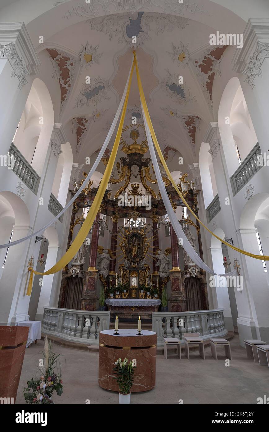 Rococo high altar, 1761, in the pilgrimage church of Maria Limbach ...
