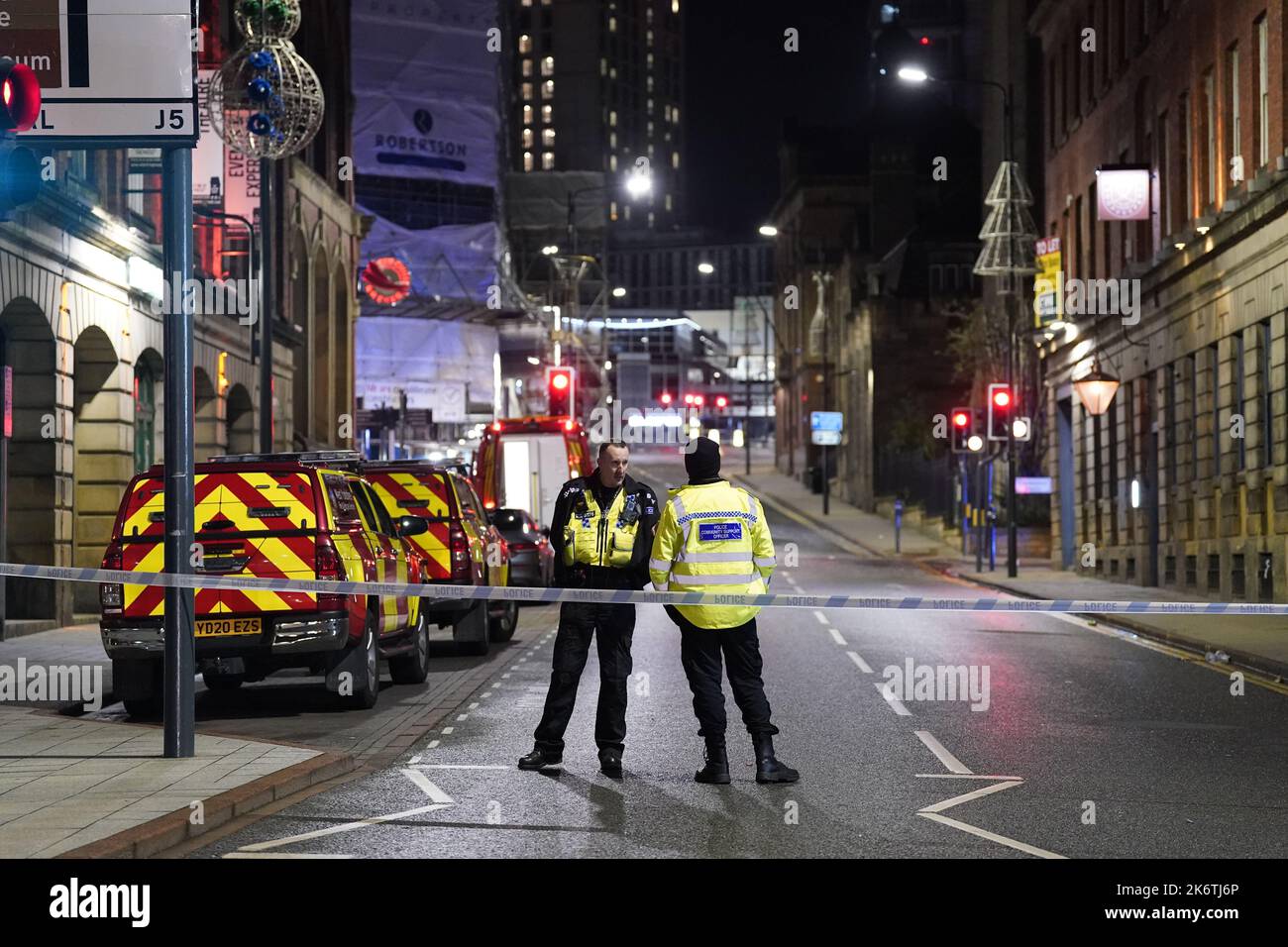 Emergency services at the scene of a fire in Leeds city centre which ...