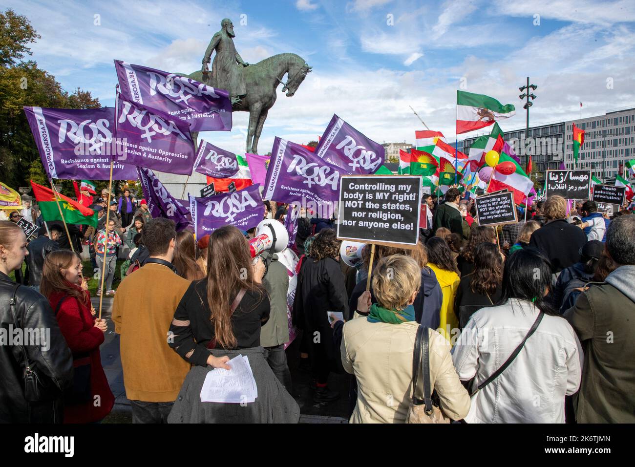 Brussels, Belgium. 15th Oct, 2022. Illustration picture shows a protest ...