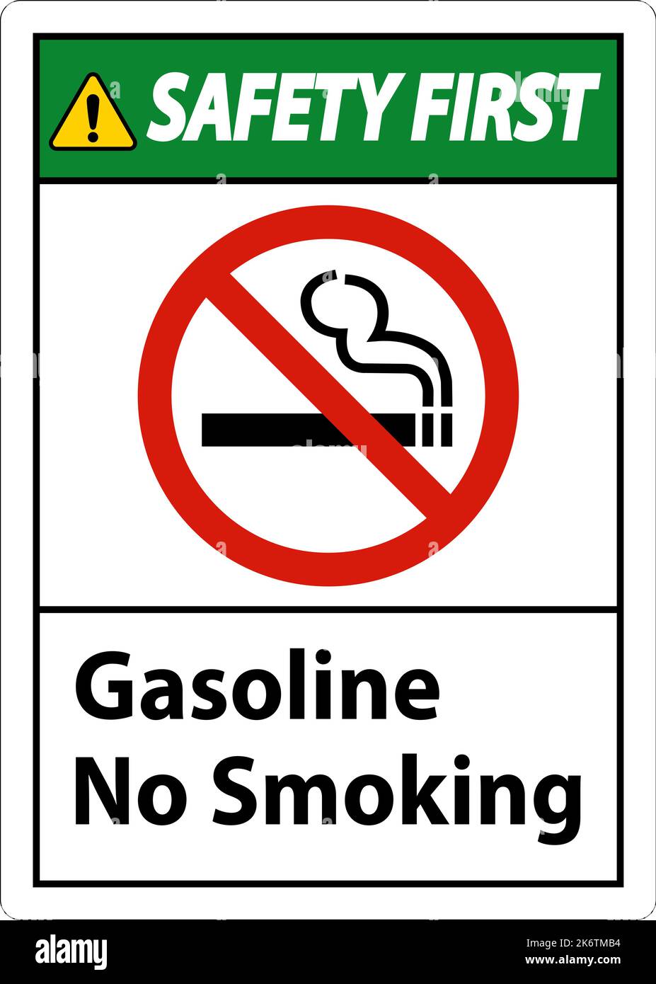 Safety First Gasoline No Smoking Sign On White Background Stock Vector ...