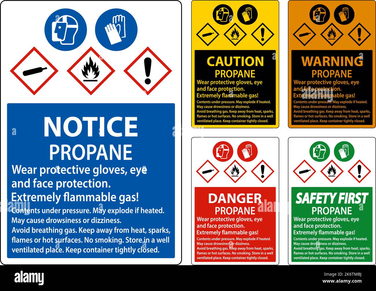 Danger Propane Flammable Gas PPE GHS Sign Stock Vector Image & Art - Alamy