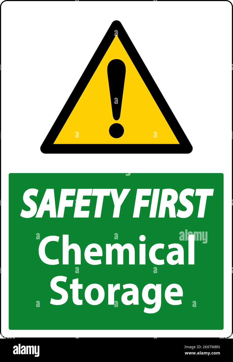 Safety First Chemical Storage Symbol Sign On White Background Stock ...