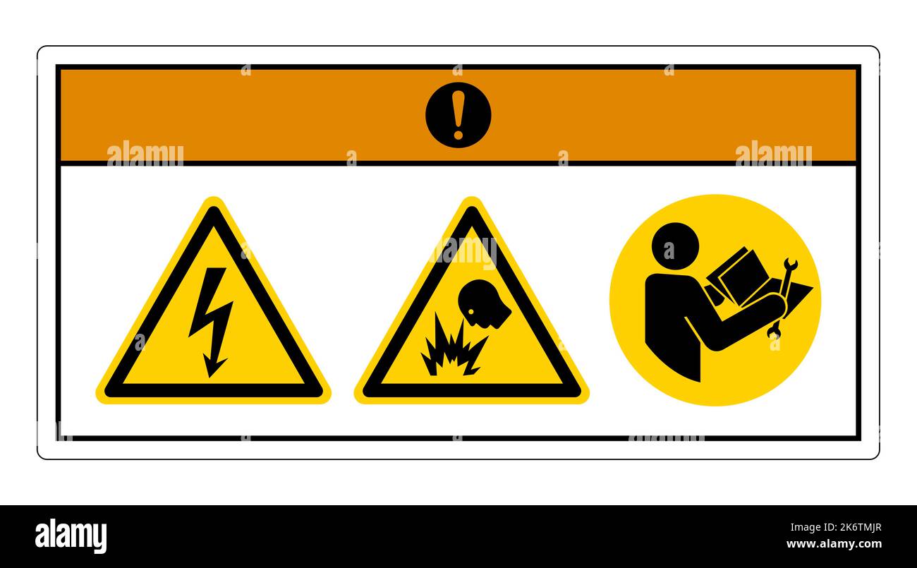 Warning Electric Shock Hazard Symbol Sign On White Background Stock ...