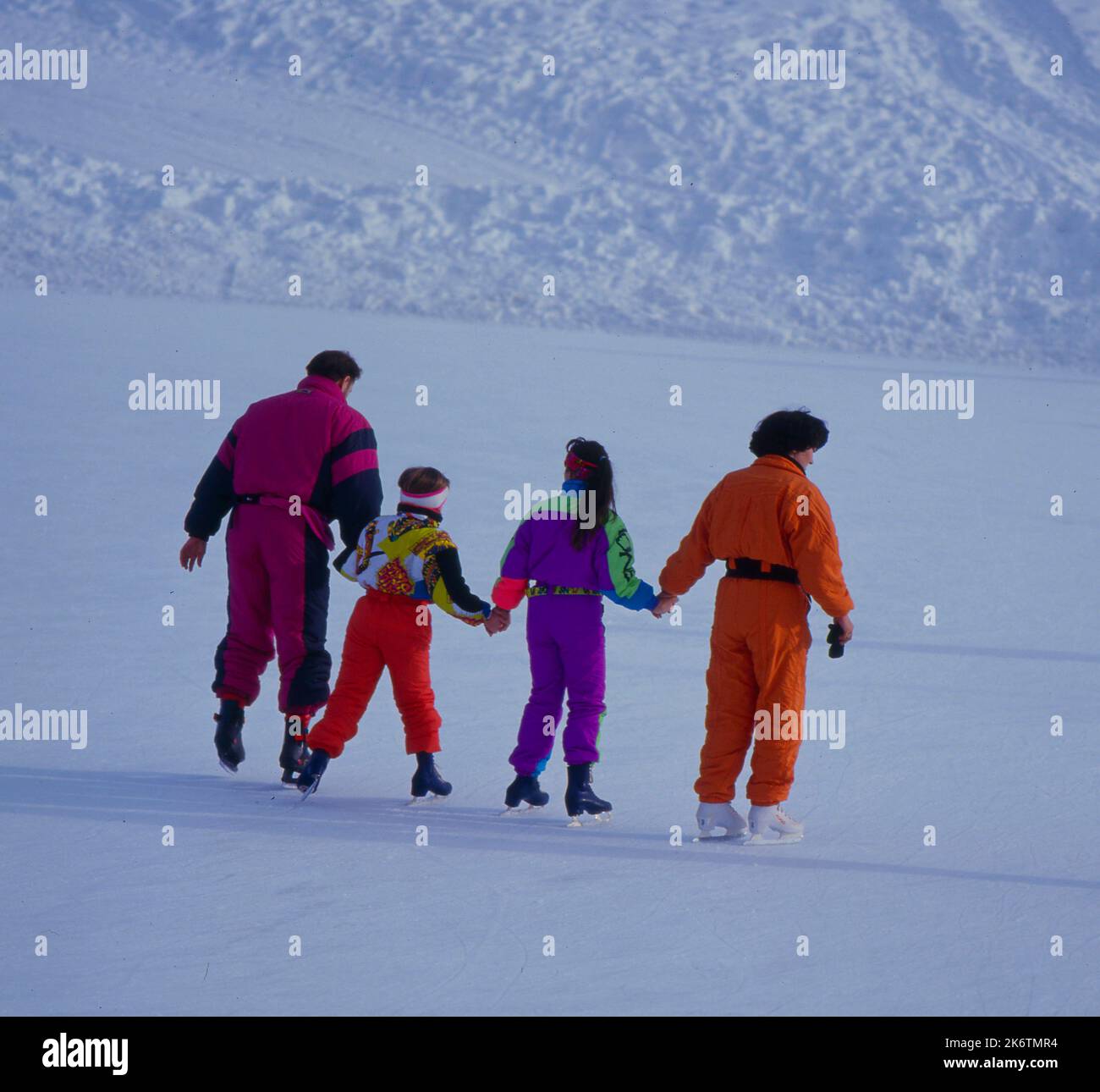 Family, ice skating, two children Stock Photo - Alamy