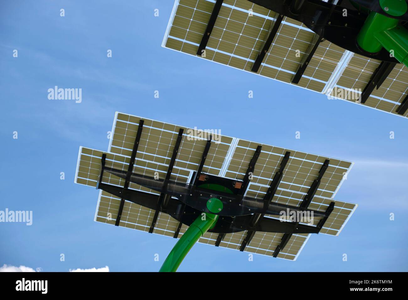 Solar photovoltaic panels mounted on city street pole for electricity ...