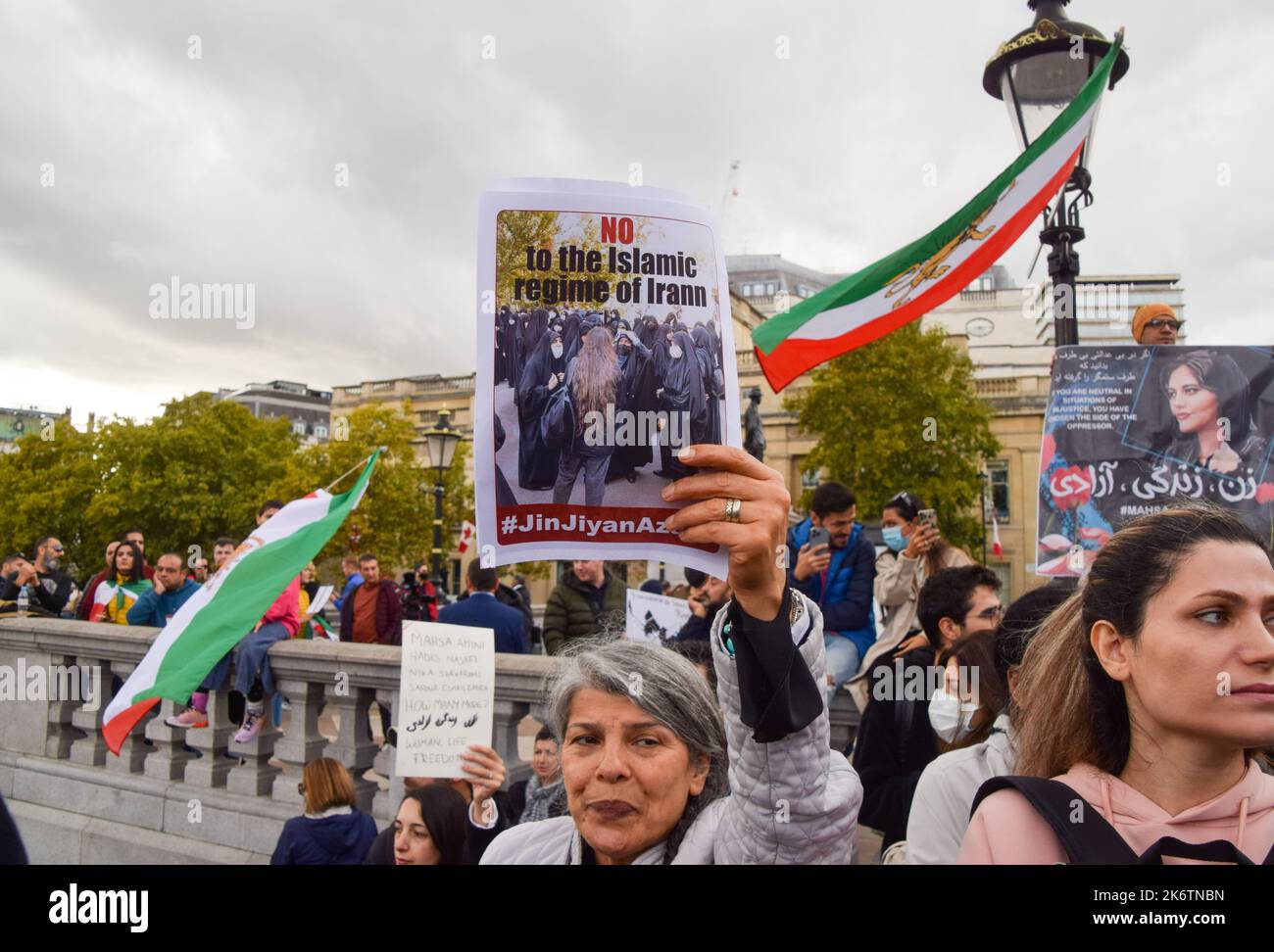 London, UK. 15th Oct, 2022. A protester holds an anti-Islamic Regime ...