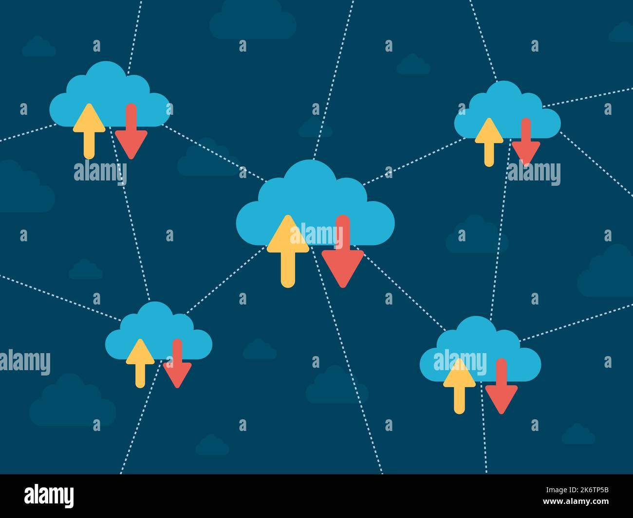 Cloud Computing Concept Database Connection Server Database Flat Design Vector Stock Vector