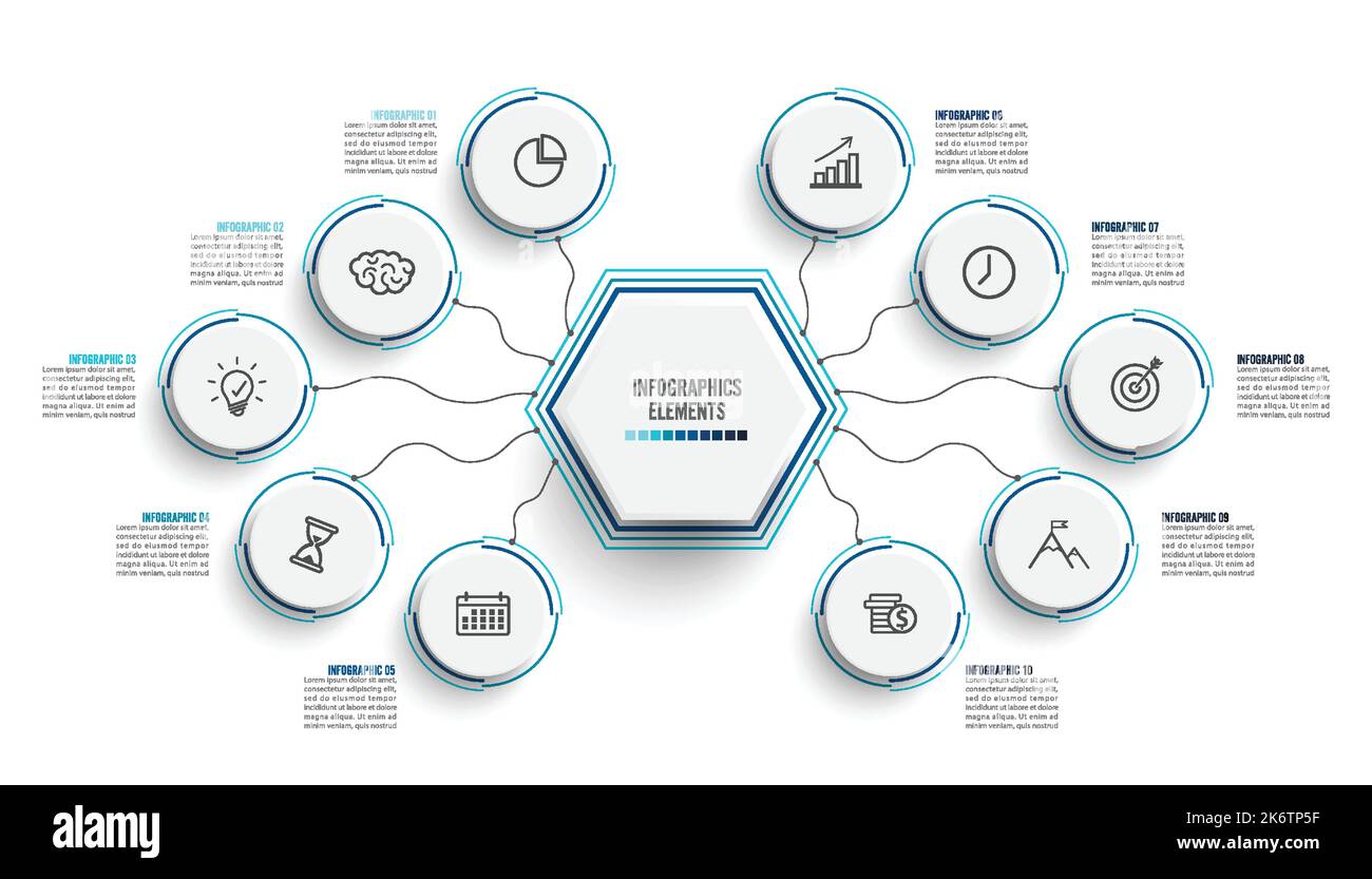 Vector infographic template with 3D paper label, integrated circles ...