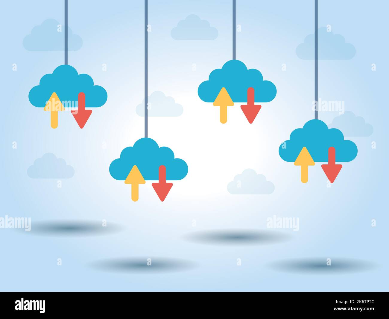 Cloud Computing Concept Database Connection Server Database Flat Design Vector Stock Vector