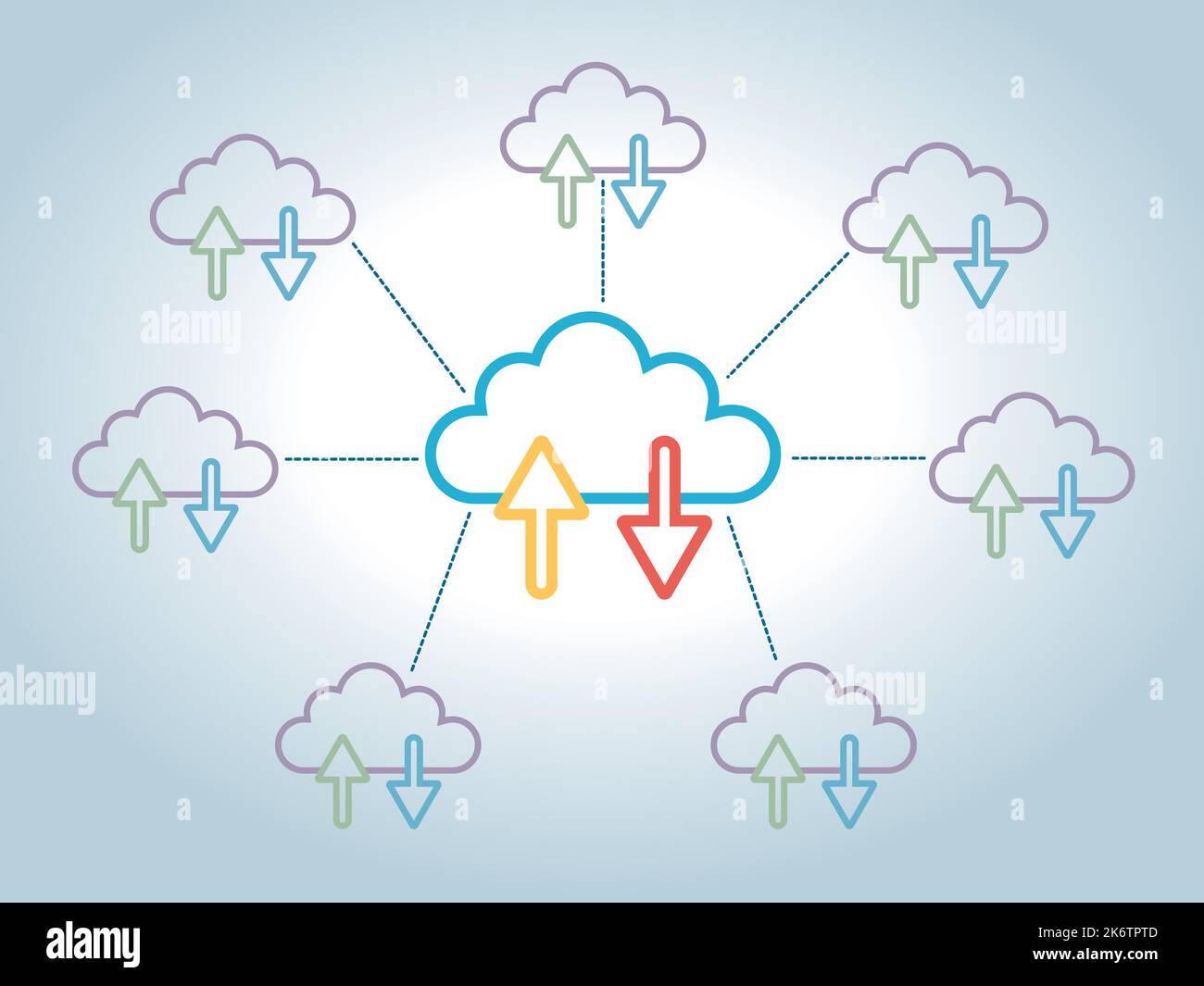 Cloud Computing Concept Database Connection Server Database Flat Design Vector Stock Vector