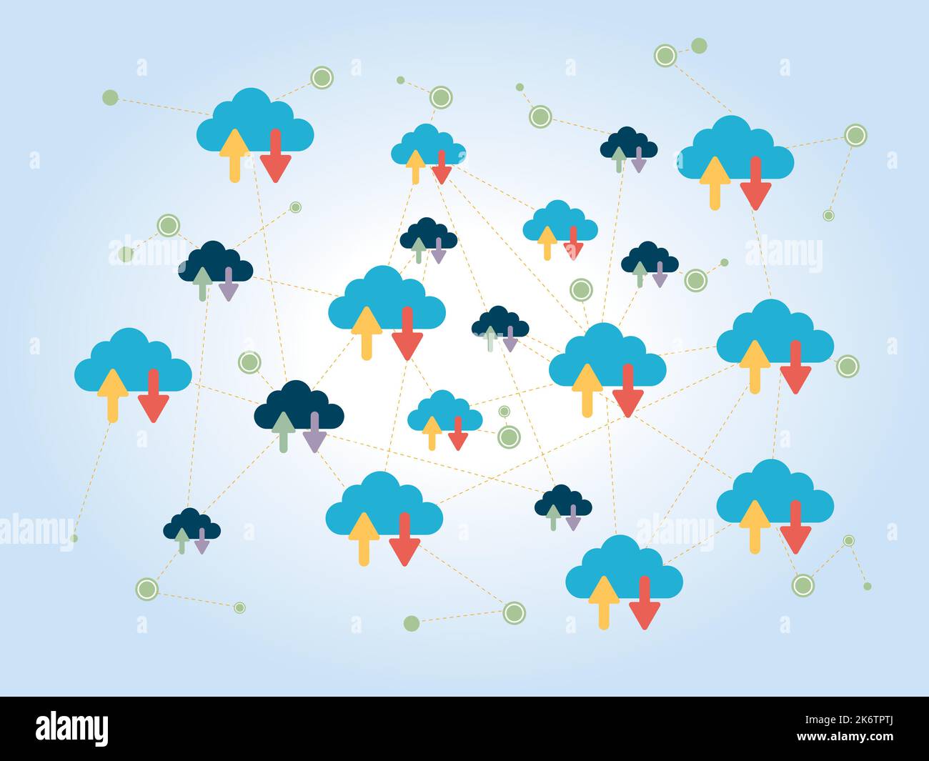 Cloud Computing Concept Database Connection Server Database Flat Design Vector Stock Vector
