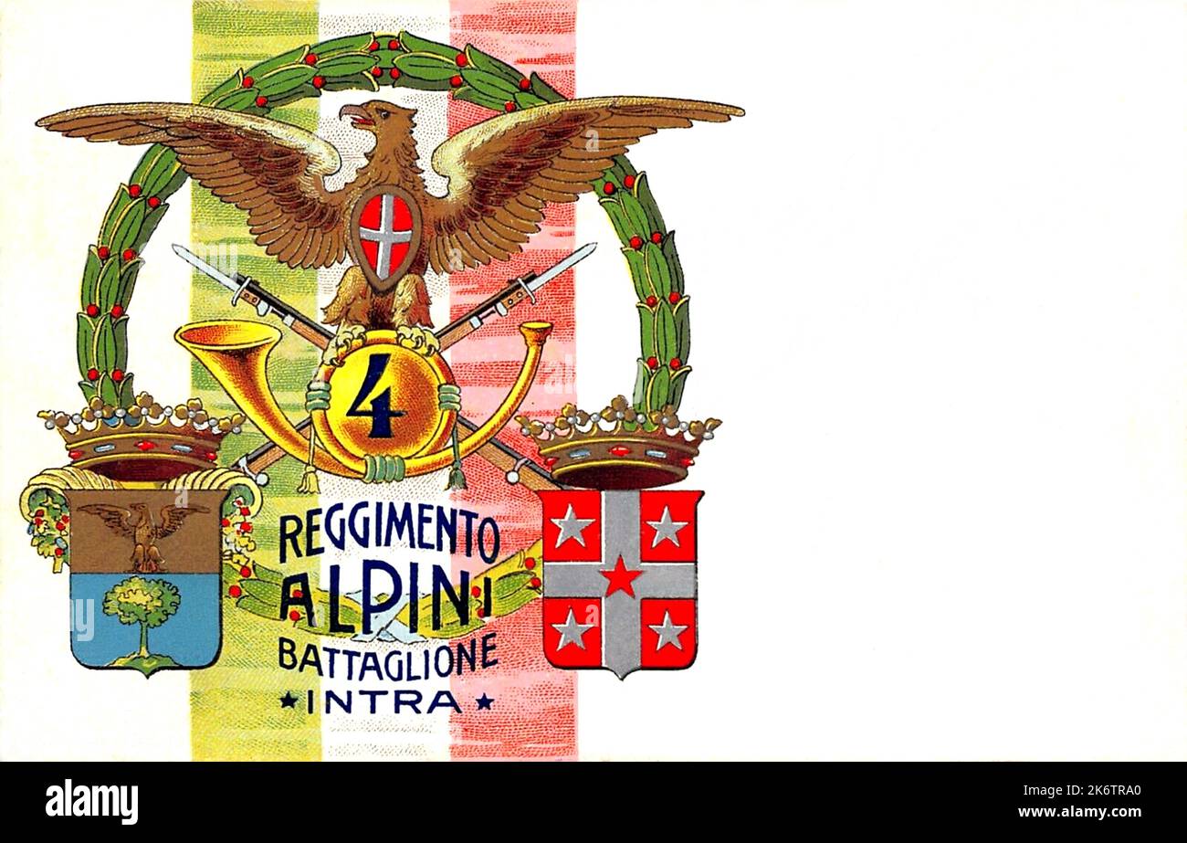 1910 ca , ITALY : A postcard with an italian military ALPINO trumpeter ...