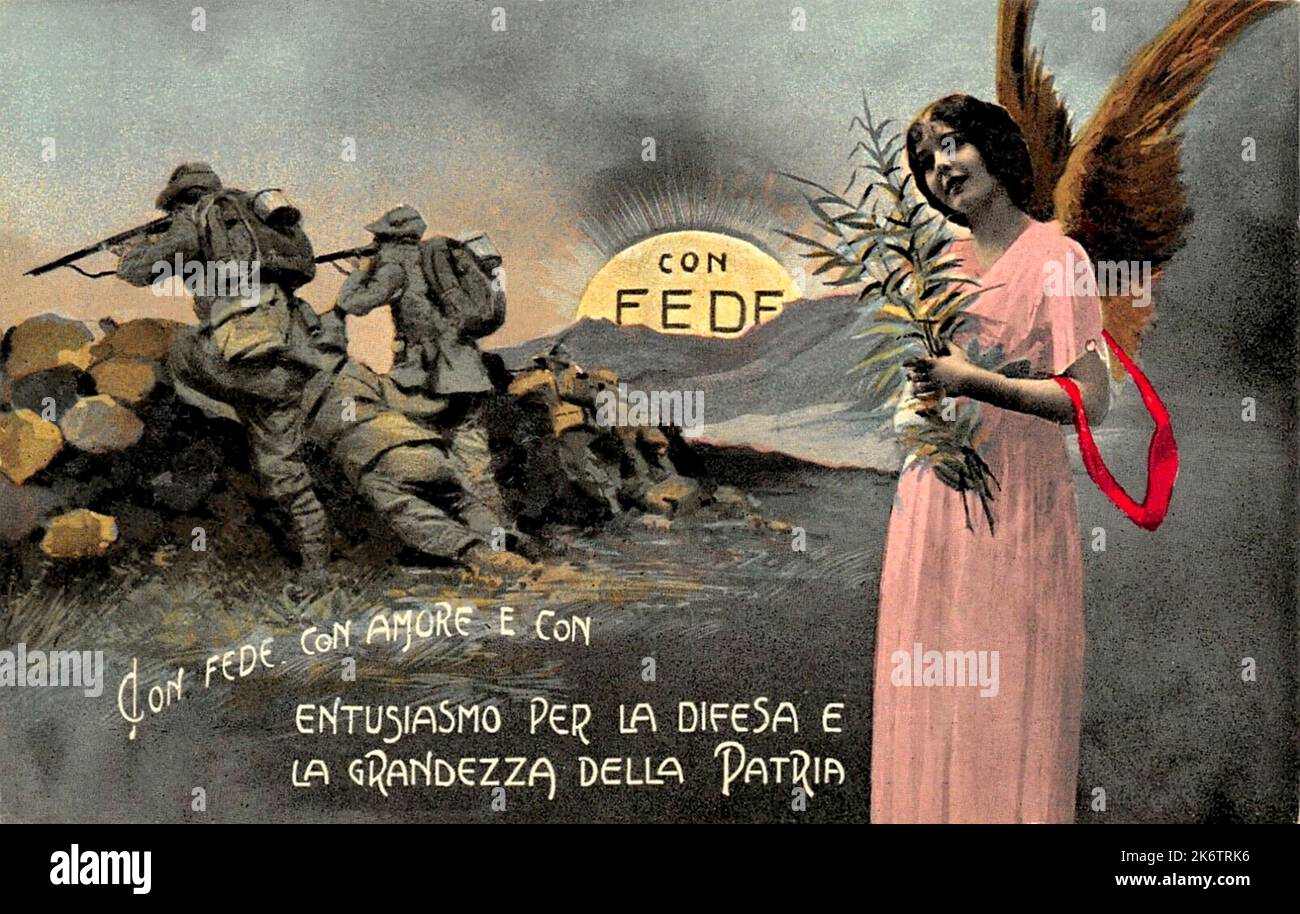 1915 ca , ITALY : A postcard italian military ALPINI soldiers at war ...