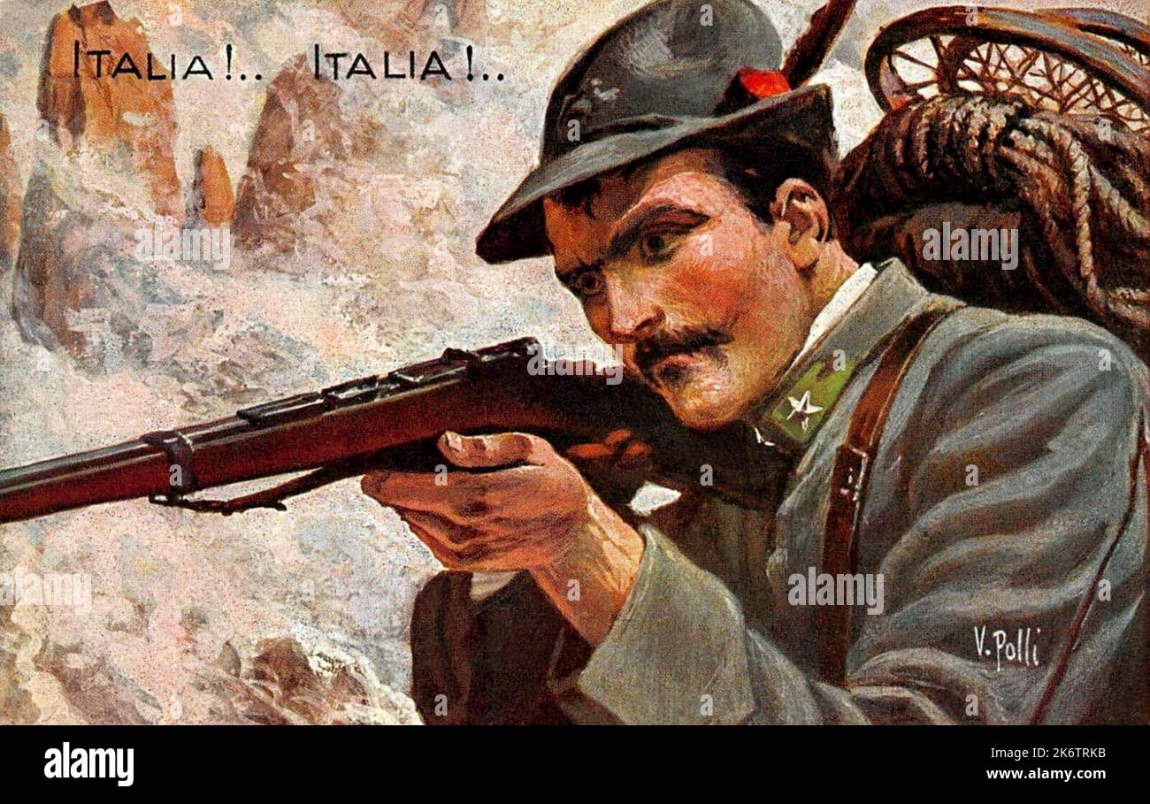 1915 ca , ITALY : A postcard italian military ALPINO soldier at war ...