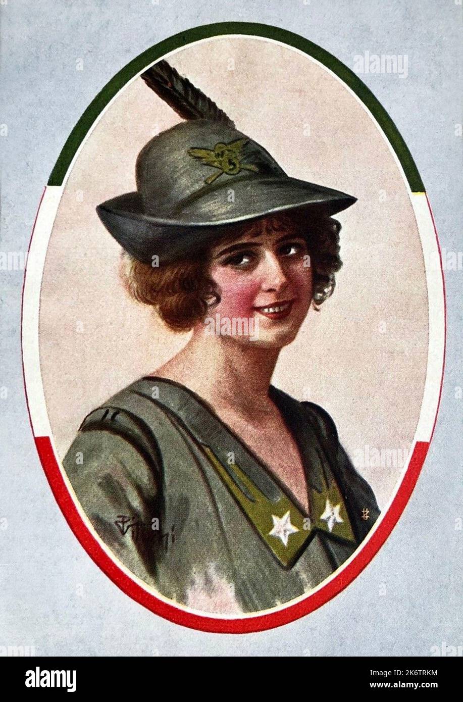1918 ca., ITALY : Italian popular postcard with a woman dressed with ...