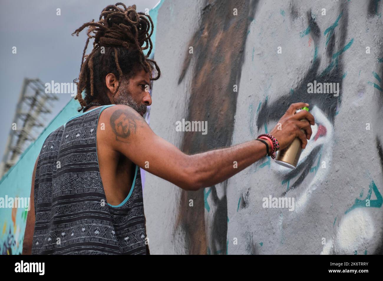 Germany, Berlin, 25. 07. 2021, Mauerpark, graffiti wall, graffiti ...